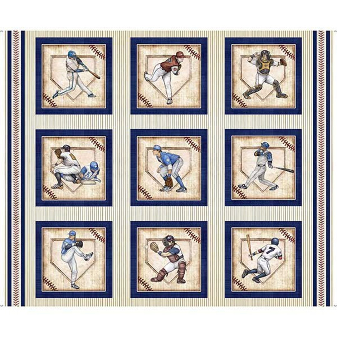 Baseball Fabric Panel / Picture Patch 36 Panel Bases Loaded America's ...