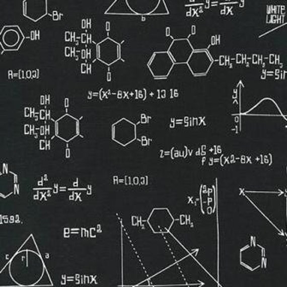 Black Chemical Formula Fabric Robert Kaufman Science Fair | Etsy
