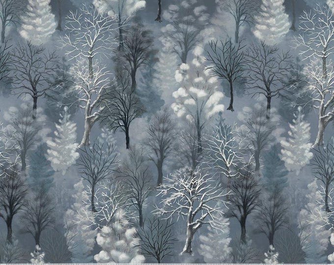 Winter Woods Night Winter Landscape Fabric Winter Whisper by Windham ...