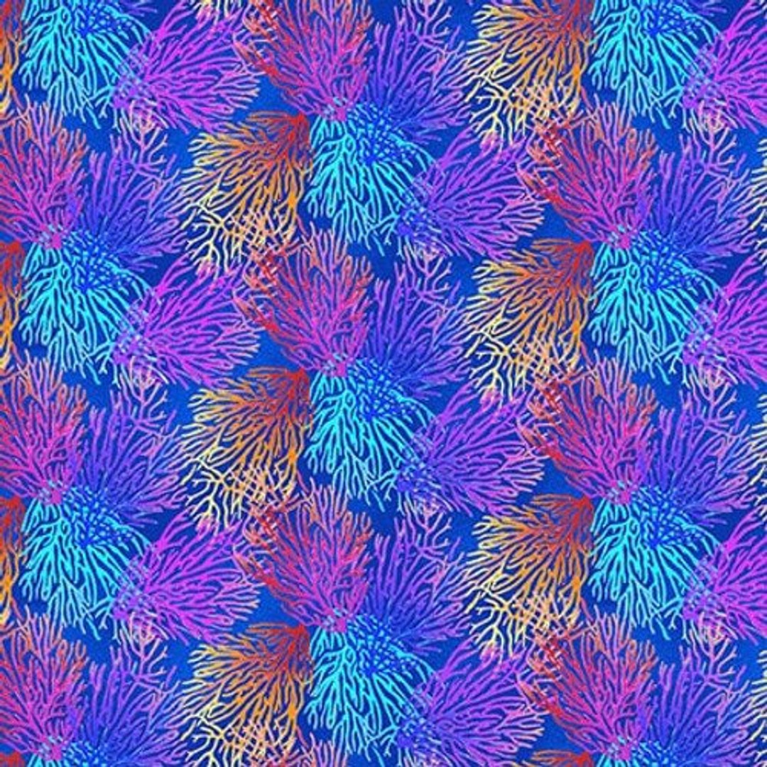 Ocean Coral, Coral Reef Fabric / Coral Reef Fabric by the Yard / the ...