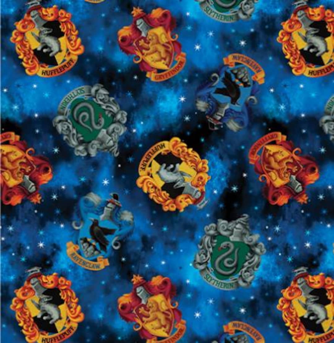 Harry Potter Hogwarts House Crests Fabric by the Yard From Benartex ...