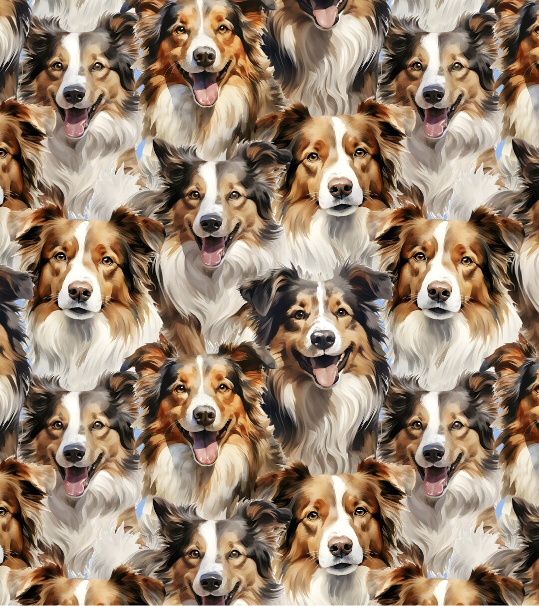 Collie Dogs Allover Fabric / Retriever Fabric / Dog Fabric / Dog Breeds ...