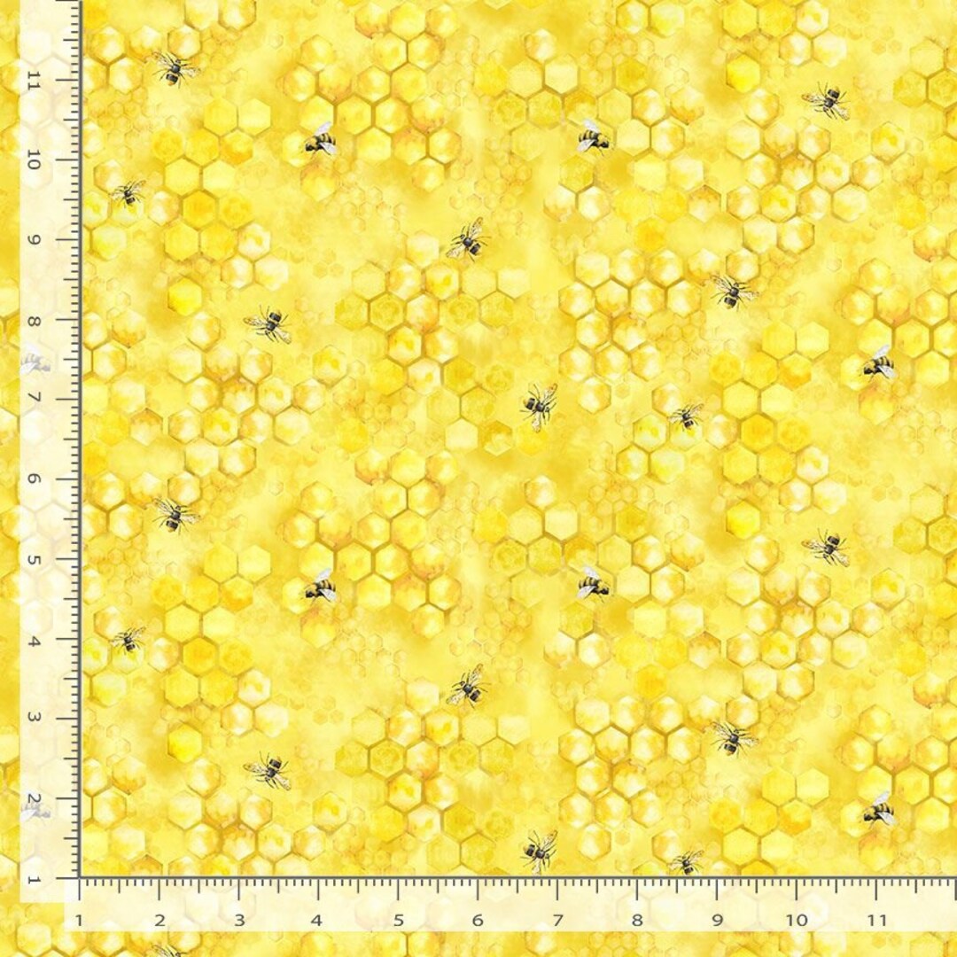 Bee Fabric / Flying Bee on Honey Comb Fabric by Timeless Treasures ...