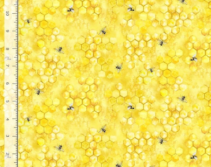 Bee Fabric / Flying Bee on Honey Comb Fabric by Timeless Treasures ...