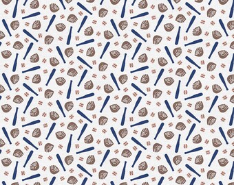 Baseball Fabric / Bats and Baseballs on Navy, Bases Loaded Collection ...