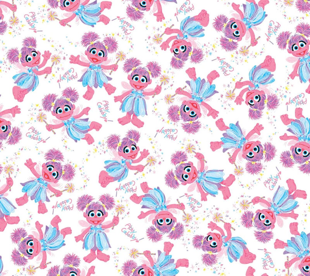 Sesame Street Fabric / Sesame Street Abby Cadabby on White by QT ...