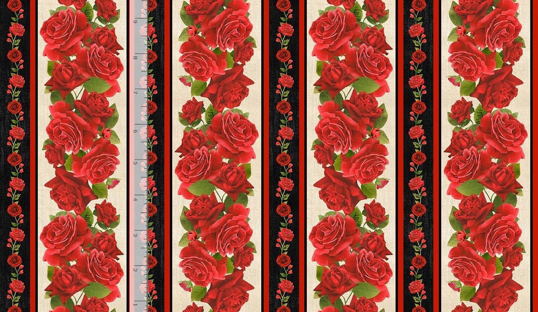 Rose 11" Border Stripe Fabric, Vintage Rose by Timeless Treasures ...