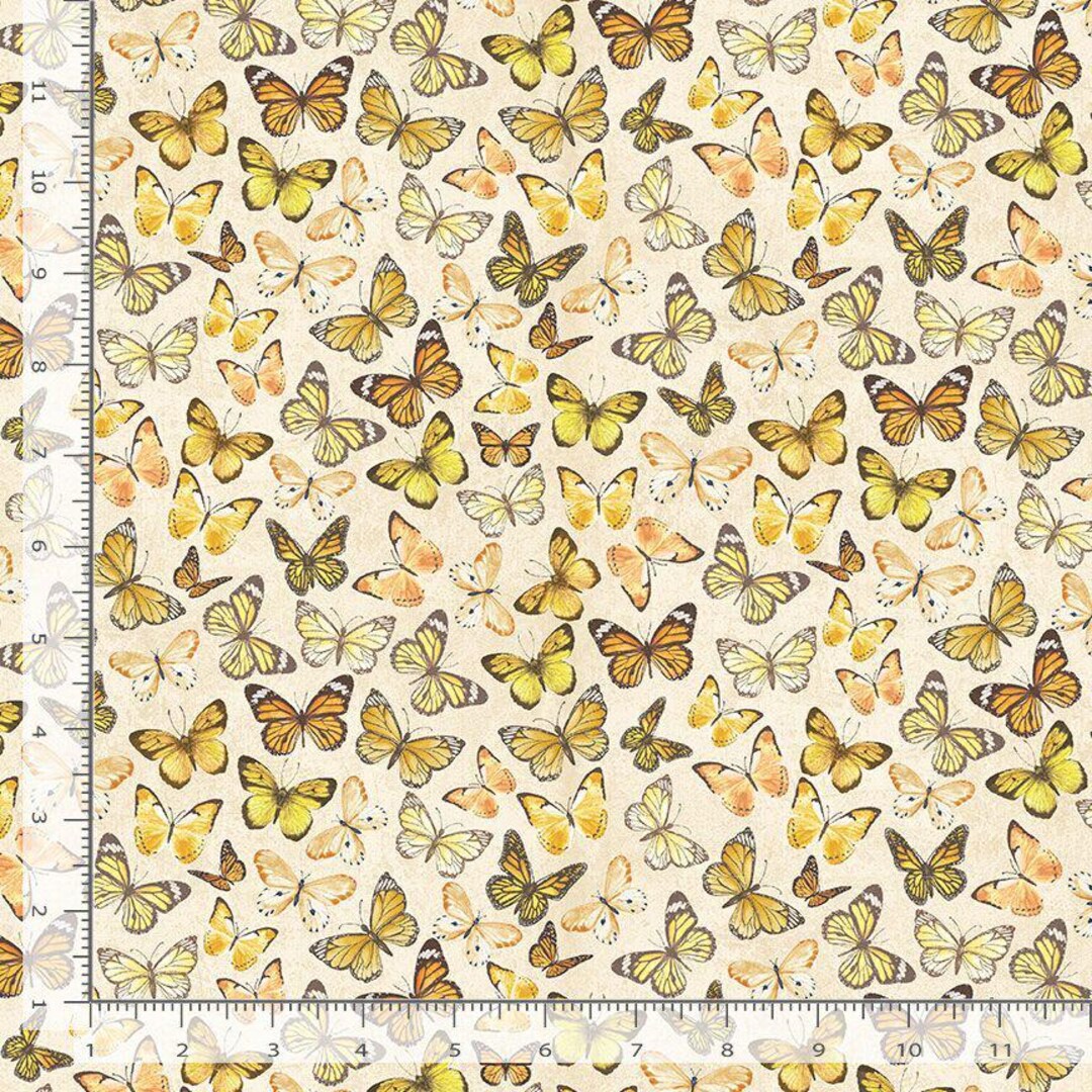 Butterflies on Cream Fabric / Butterfly Fabric Fabric by Timeless ...
