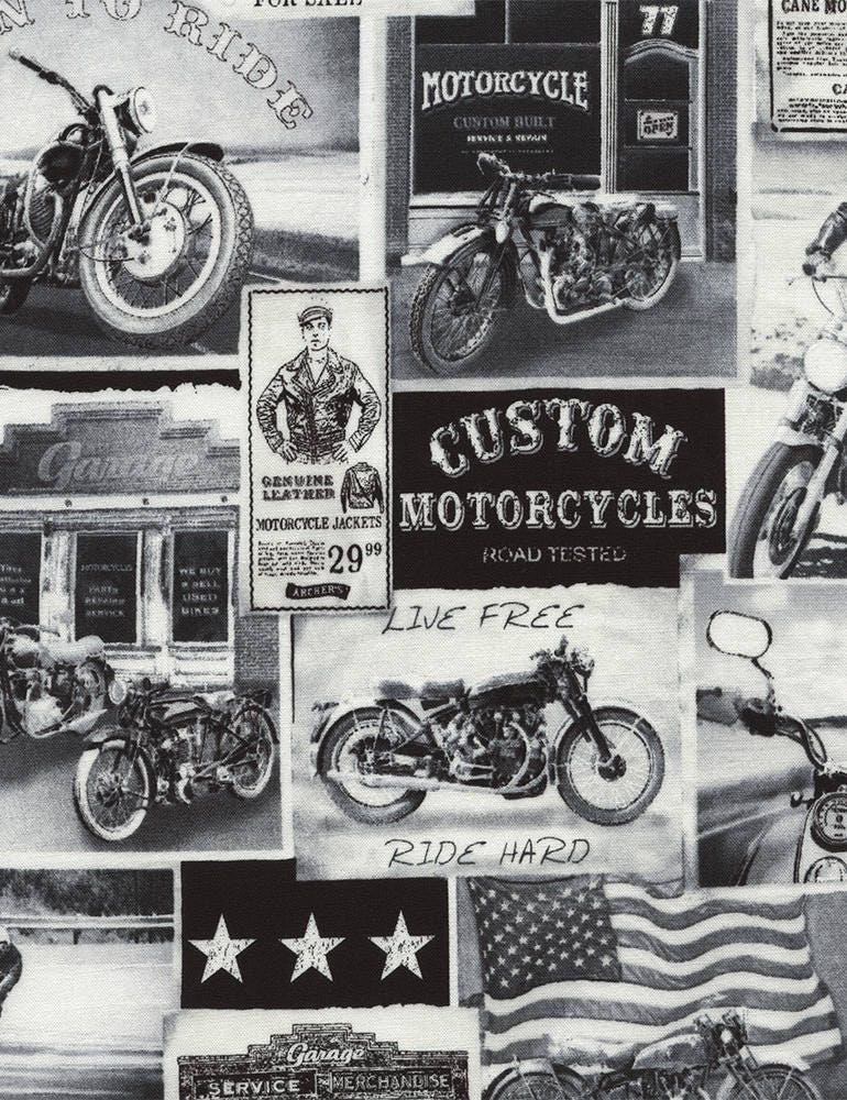 Motorcycle Fabric by the Yard / Vintage Motorcycle News Fabric - Etsy
