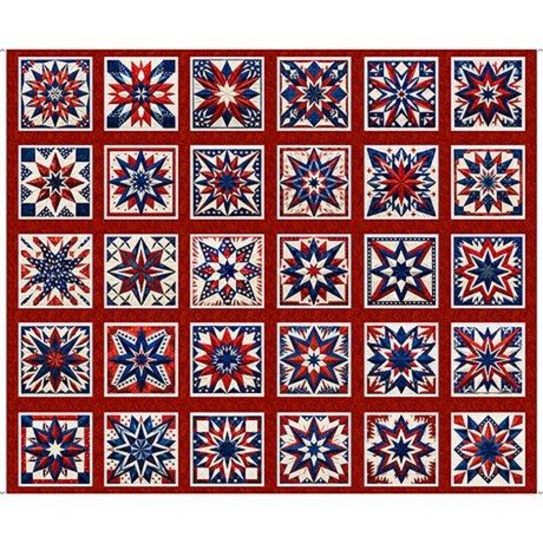 Patriotic Quilt Blocks Panel / American Tapestry Fabric Panel by QT ...