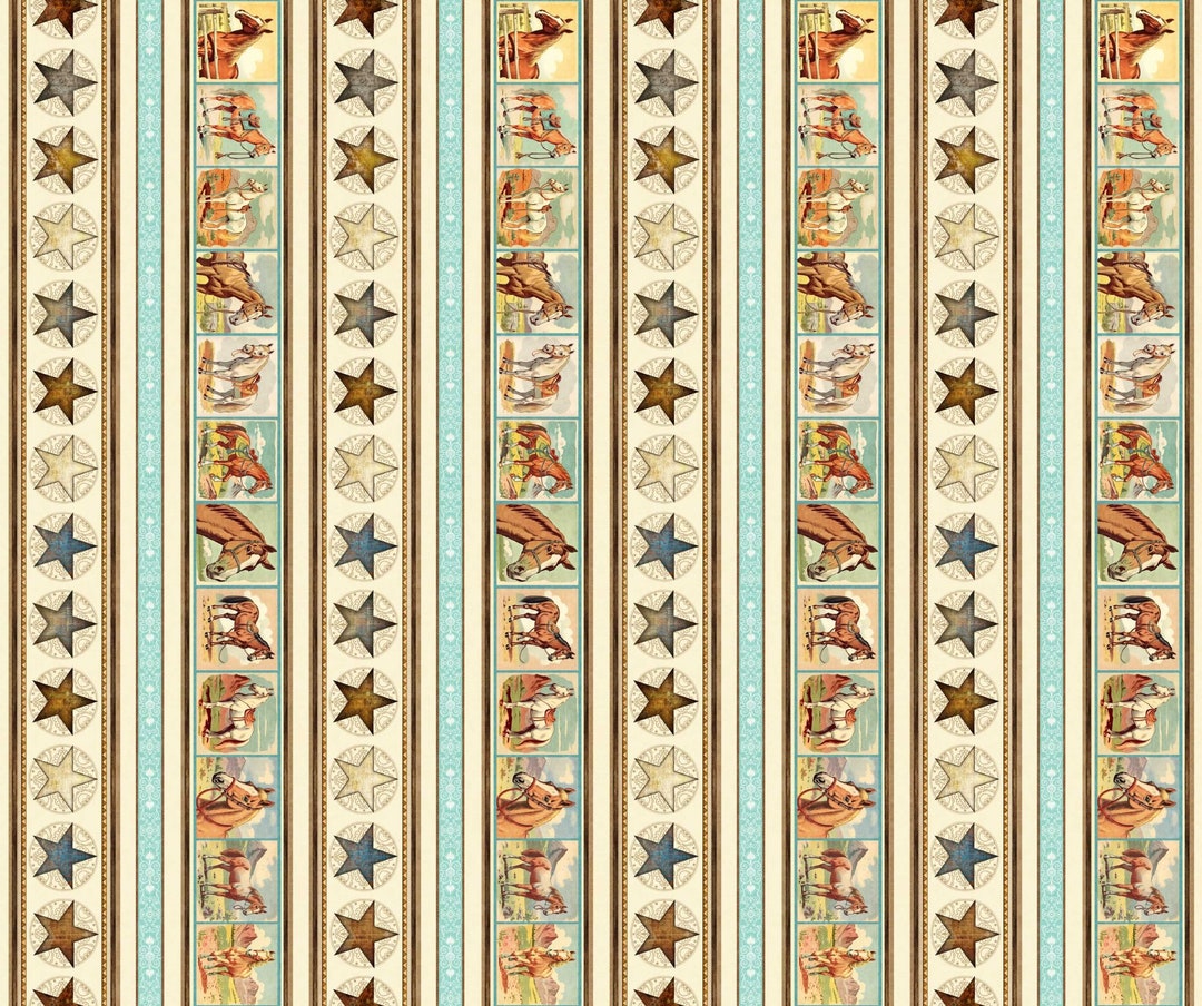 Cowgirl Border Stripe Fabric / Hey Cowgirl Country Collection by QT ...