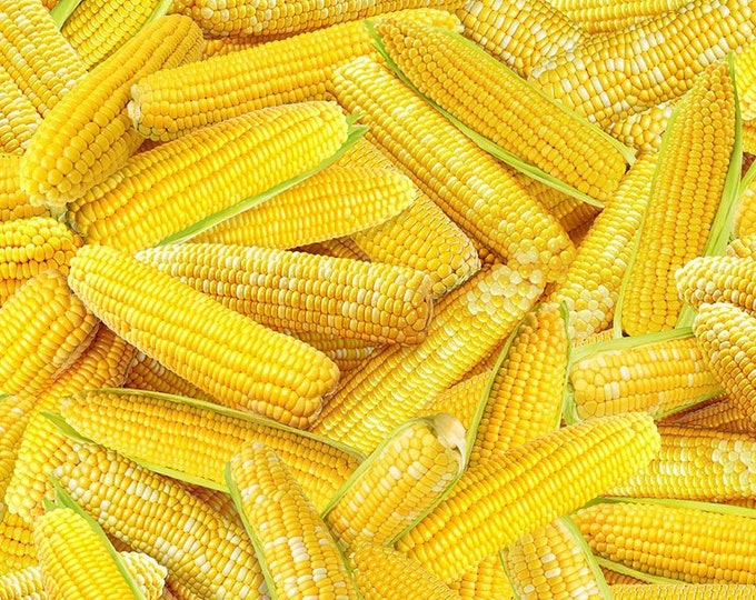 Corn Toss Fabric by the Yard / Corn on the Cobb Ear of Corn Foodie ...