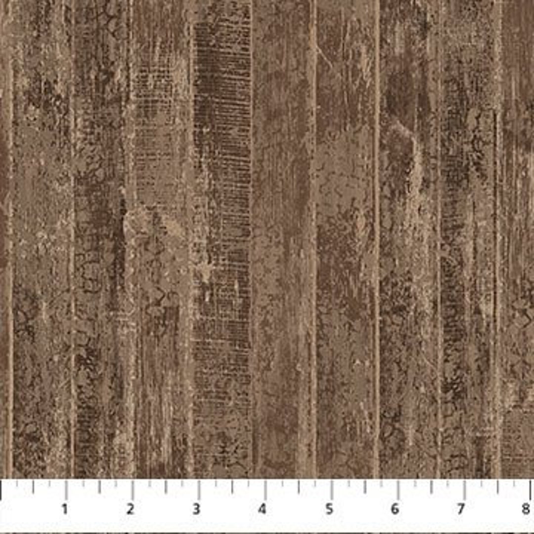 Wood Plank Floor Fabric by the Yard, First Frost Brown Rustic ...