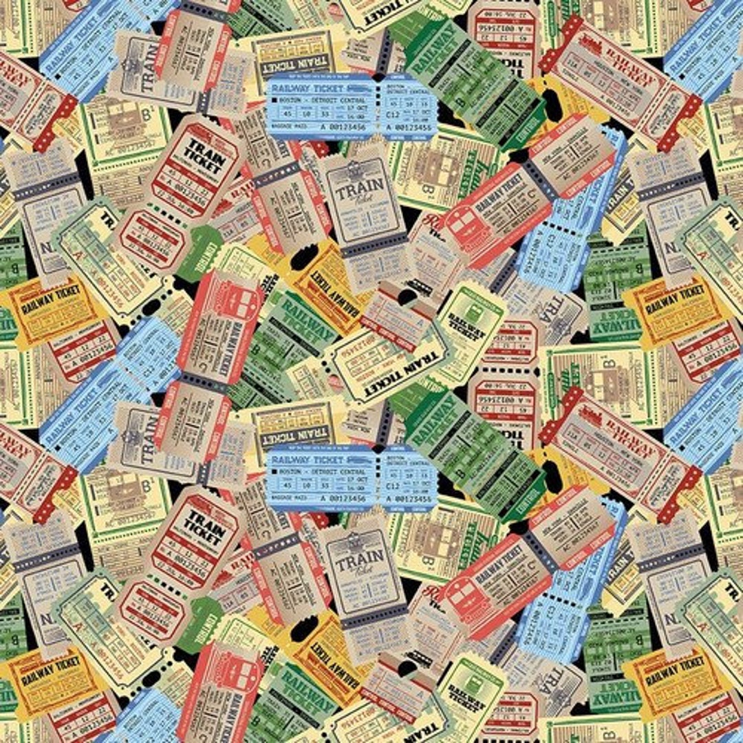 Train Fabric / Train Tickets, on the Right Track by Blank Quilting ...