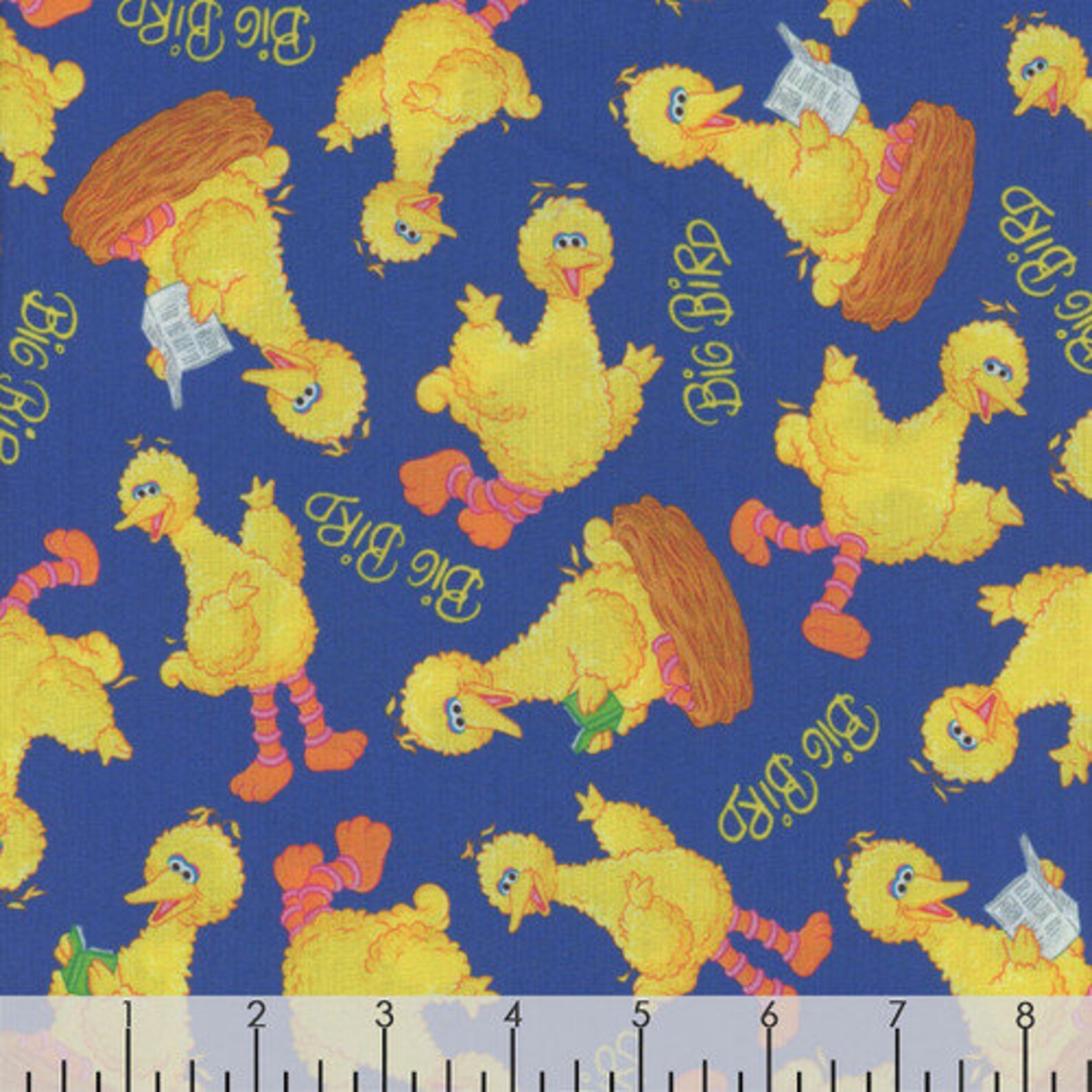 Sesame Street Fabric / Big Bird in Nest on Royal Fabric by QT Fabrics ...
