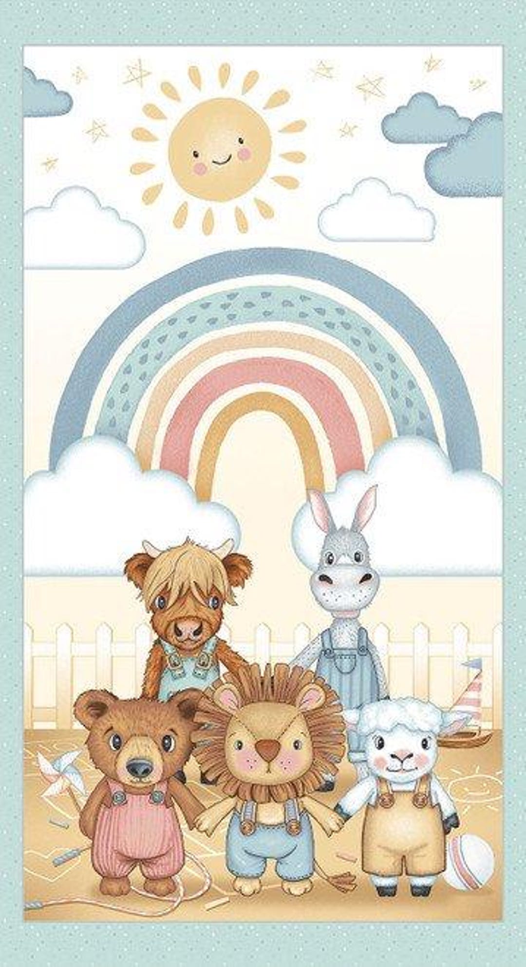 Boho Buddies Baby Animals Fabric Panel by Henry Glass / Nursery ...
