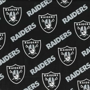 NFL Las Vegas Raiders on Black Fabric / Licensed NFL Fabric From Fabric ...