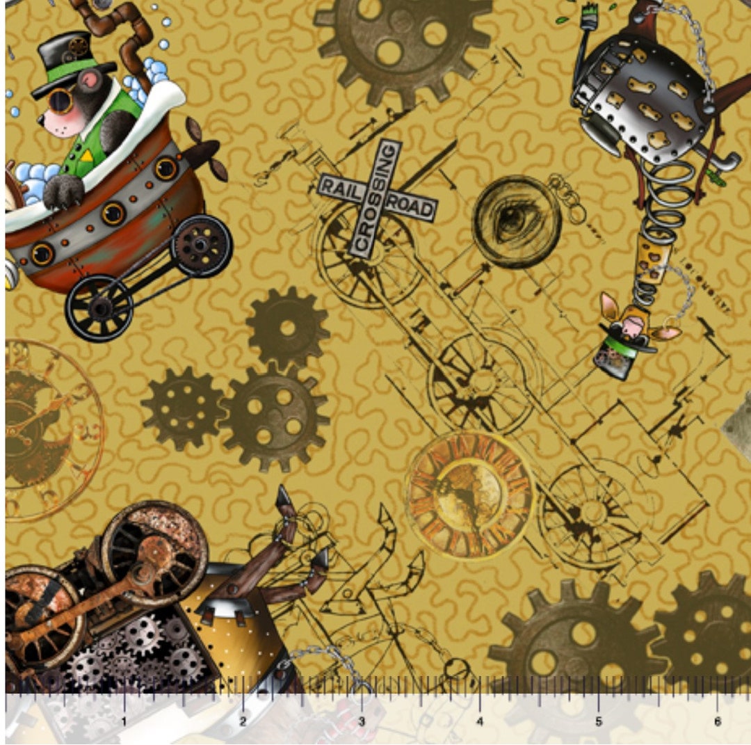 Steampunk Fabric, Steampunk Toss Fabric / Steampunk Express Collection ...