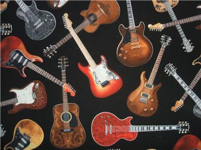 Guitar Music Instrument Quilting Fabric C1611 by Timeless Treasures 100 ...