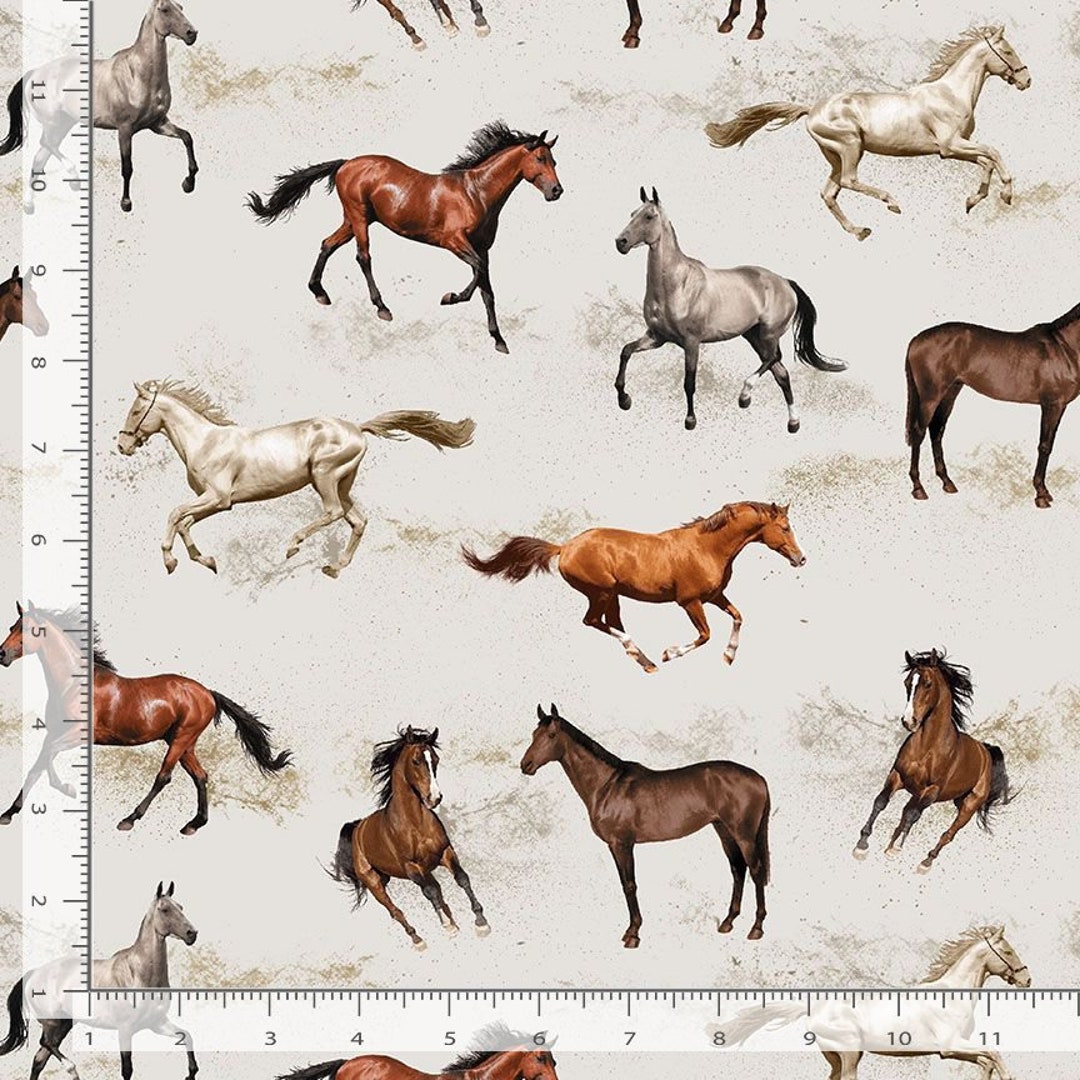 Horses Fabric / Wild Horses Racing Fabric by the Yard by Timeless ...