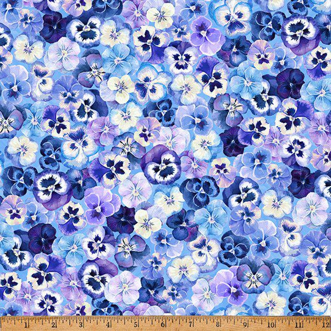 Pansy Blue Pansies Floral Fabric by the Yard, Pansies Flower / Flower ...