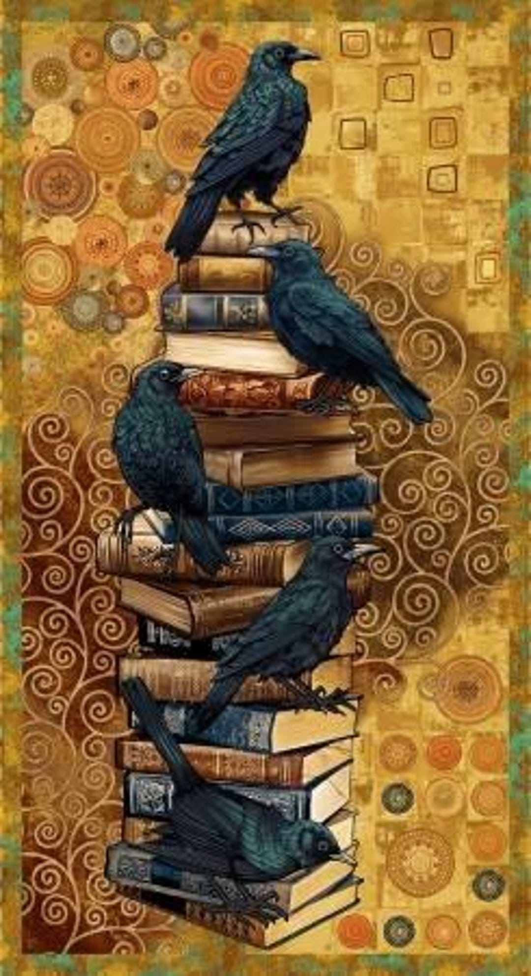 Crows and Books 24" Panel Crow-mazing by Henry Glass Fabric Panel ...