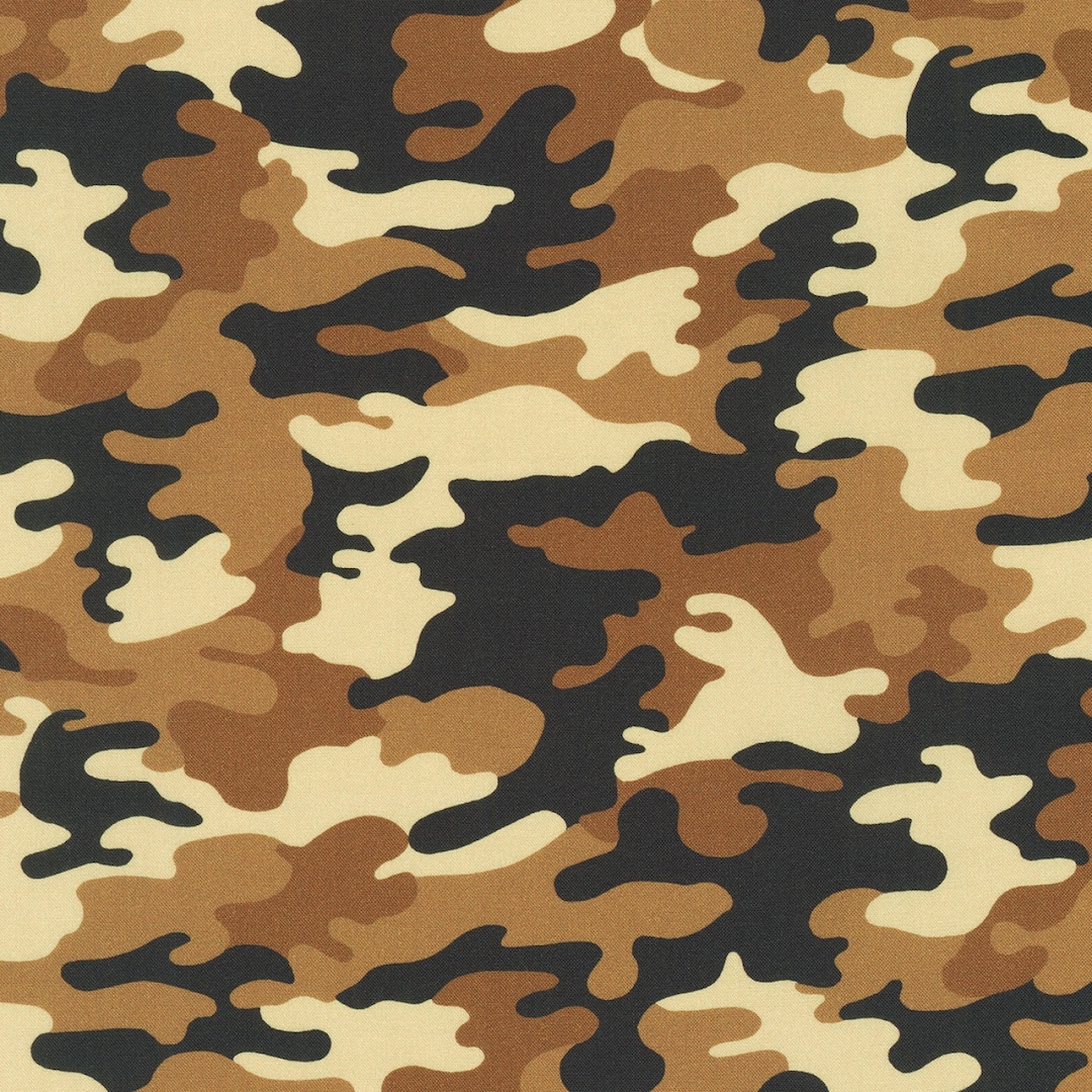 Camo Fabric / Khaki Camouflage Fabric / Robert Kaufman Military Jungle ...