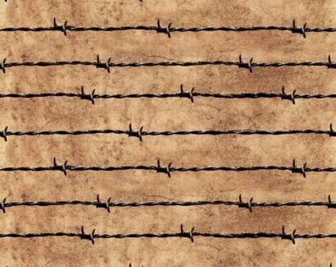 Barbed Wire on Tan Fabric / on the Range Collection From Hoffman ...