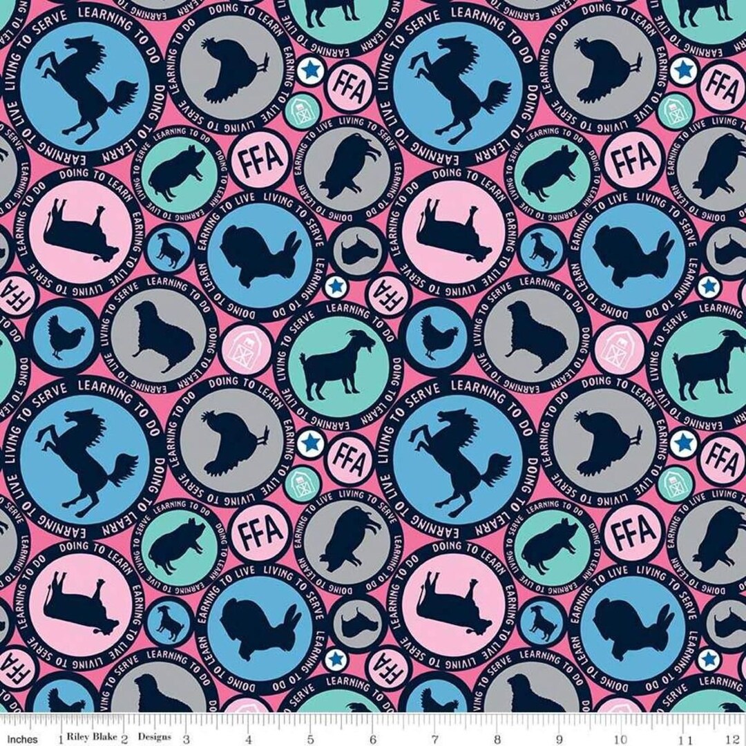 FFA Circle Pink Fabric / FFA Pink Yardage / Future Farmers of America ...