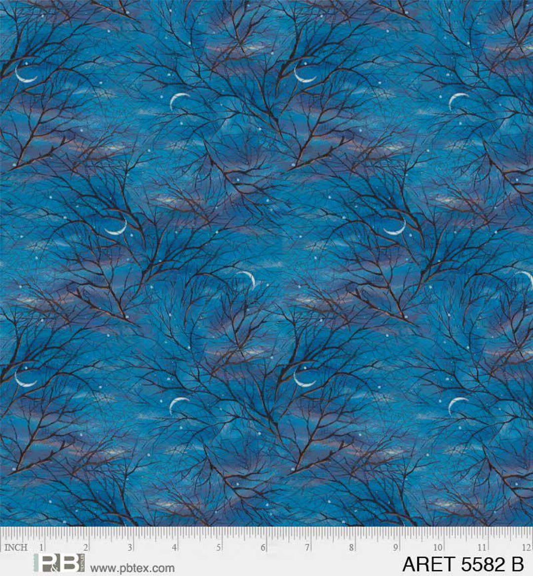 Trees Against Night Sky Autumn Landscape Fabric by Autumn Retreat ...