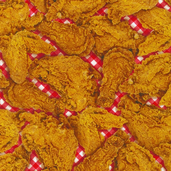 Food Fabric by the Yard Feast Mode Fried Chicken Fabric by - Etsy