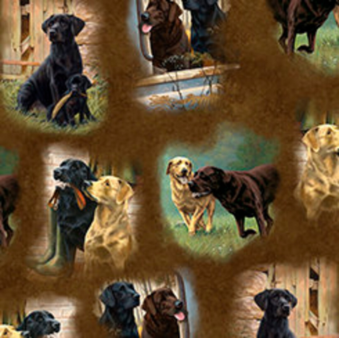 Labrador Retriever Vignettes Fabric / Retriever Fabric / for the Love ...