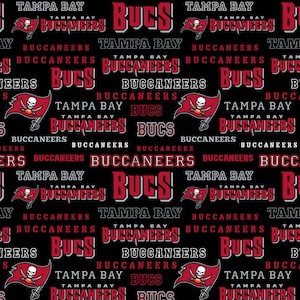 NFL Tampa Bay Buccaneers on Black Fabric / Licensed NFL Cotton Fabric ...