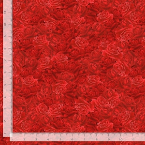 Packed Red Roses Fabric, A Rose is a Rose by Timeless Treasures Floral ...