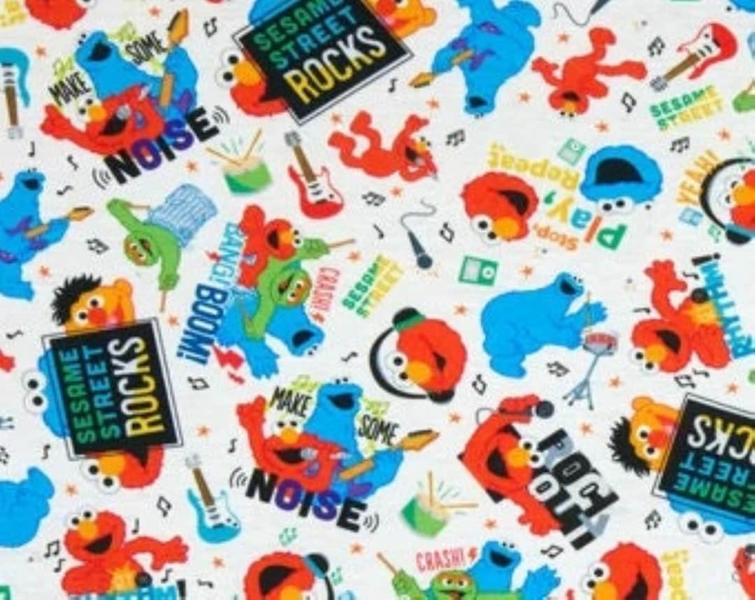 Sesame Street Fabric / Loud Noise Toss on White Fabric by QT Fabrics ...
