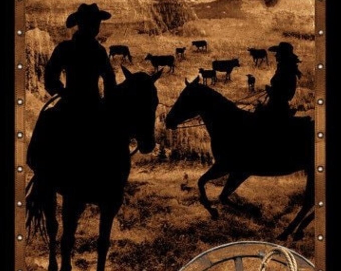 Cowboy Silhouette 24" Panel Cowboy Culture Quilt Panel by Blank ...
