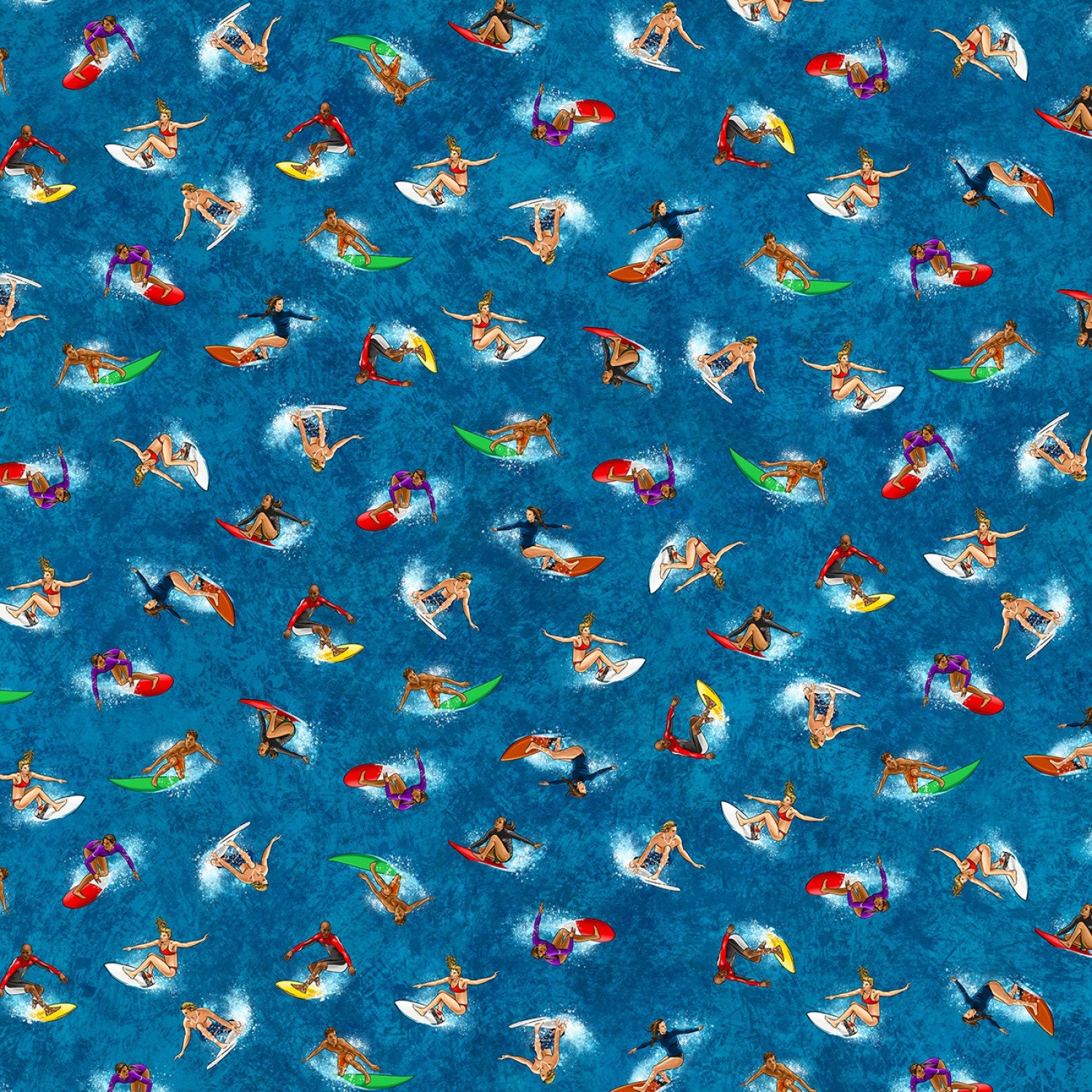 People Surfing in the Ocean Fabric Swimmers Fabric / Swimming - Etsy