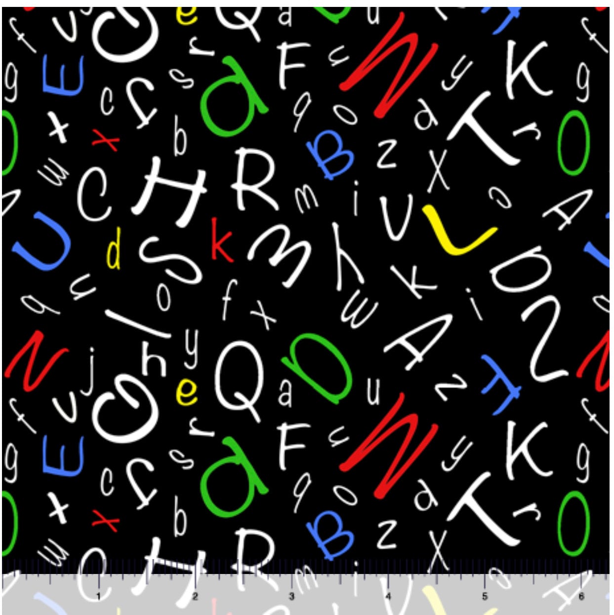 Alphabet Soup Alphabet Toss on Black Fabric by the Yard From | Etsy