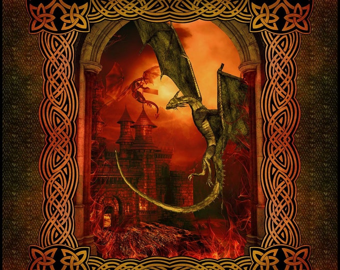 Dragon Castle Quilt Panel by in the Beginning Fabrics / Red Flying ...