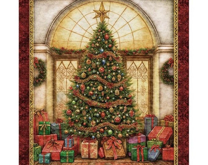 Christmas Tree Fabric Panel / Wonderful Christmastime by Quilting ...