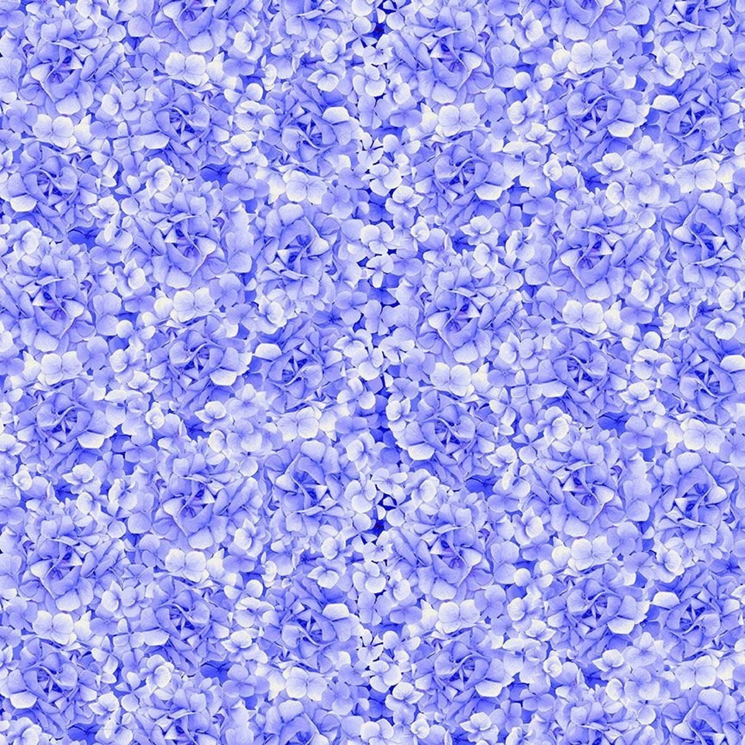 Packed Blue Hydrangea Petals Fabric, Bliss Hydrangea Dream by Timeless ...
