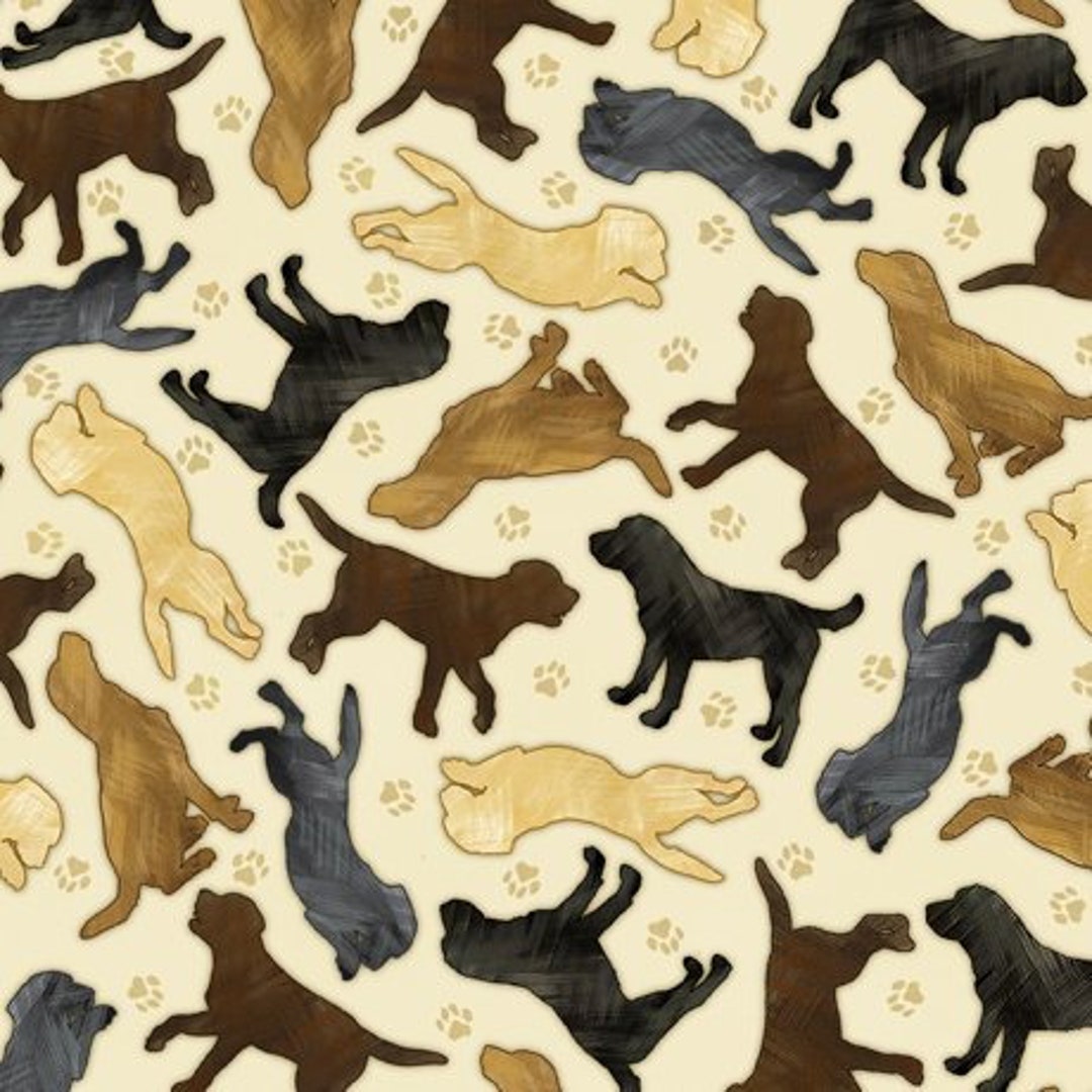 Dog Silhouettes on Cream Fabric / Labrador Retriever Fabric / for the ...