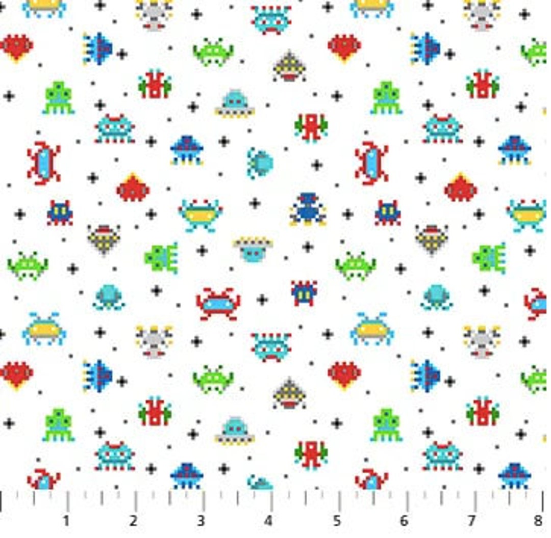Space Invaders Fabric Gaming Zone Collection by Northcott Fabrics ...