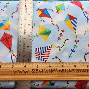 Flying Kites on Blue Fabric Yardage / Kites in the Sky Fabric ...