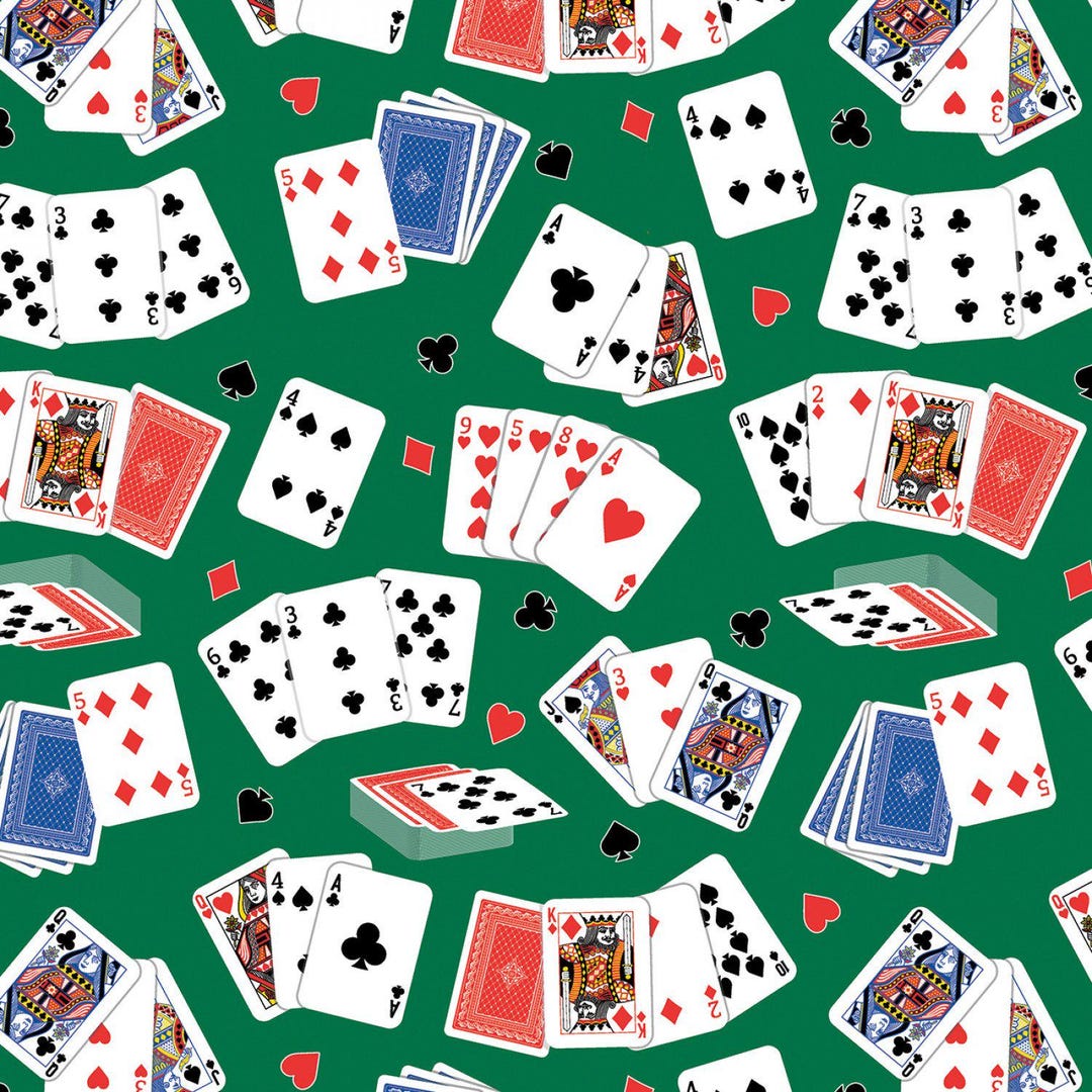 Playing Cards on Green Let's Play by Kanvas Fabric by the Yard / Poker ...