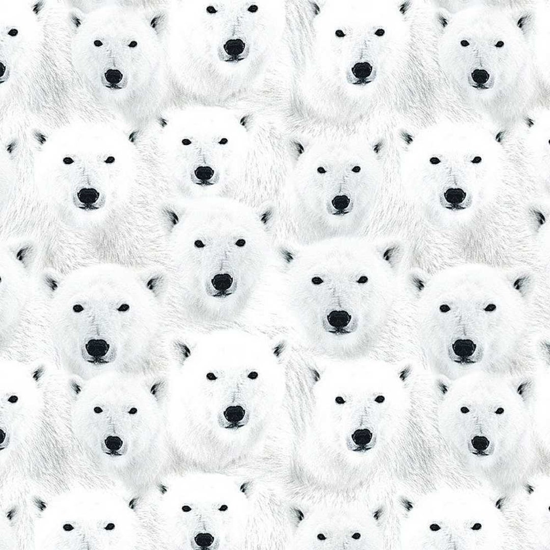 Packed Polar Bears Winter Fabric, White / Timeless Treasures Snow ...
