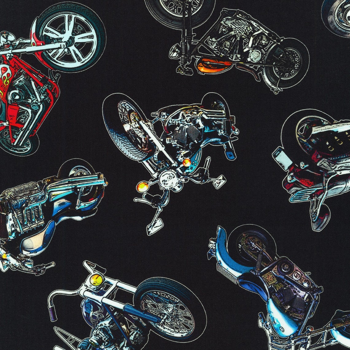Motorcycle Fabric By The Yard / Street Bikes & Choppers on | Etsy