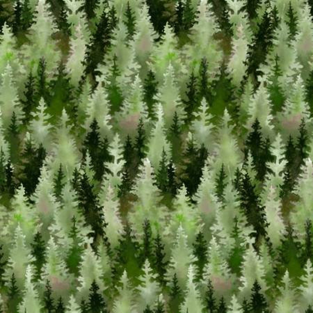 Trees on Mint Green Fabric / Woodland by Clothworks Fabrics Cotton ...