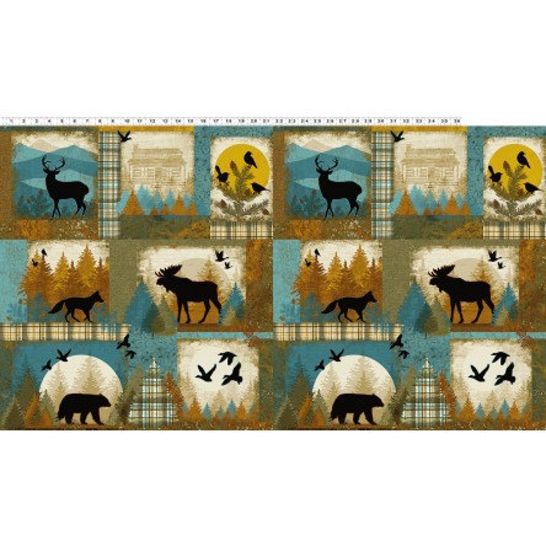 Wild & Free Camping Hunting Fabric, Clothworks Fabric Yardage and Fat ...