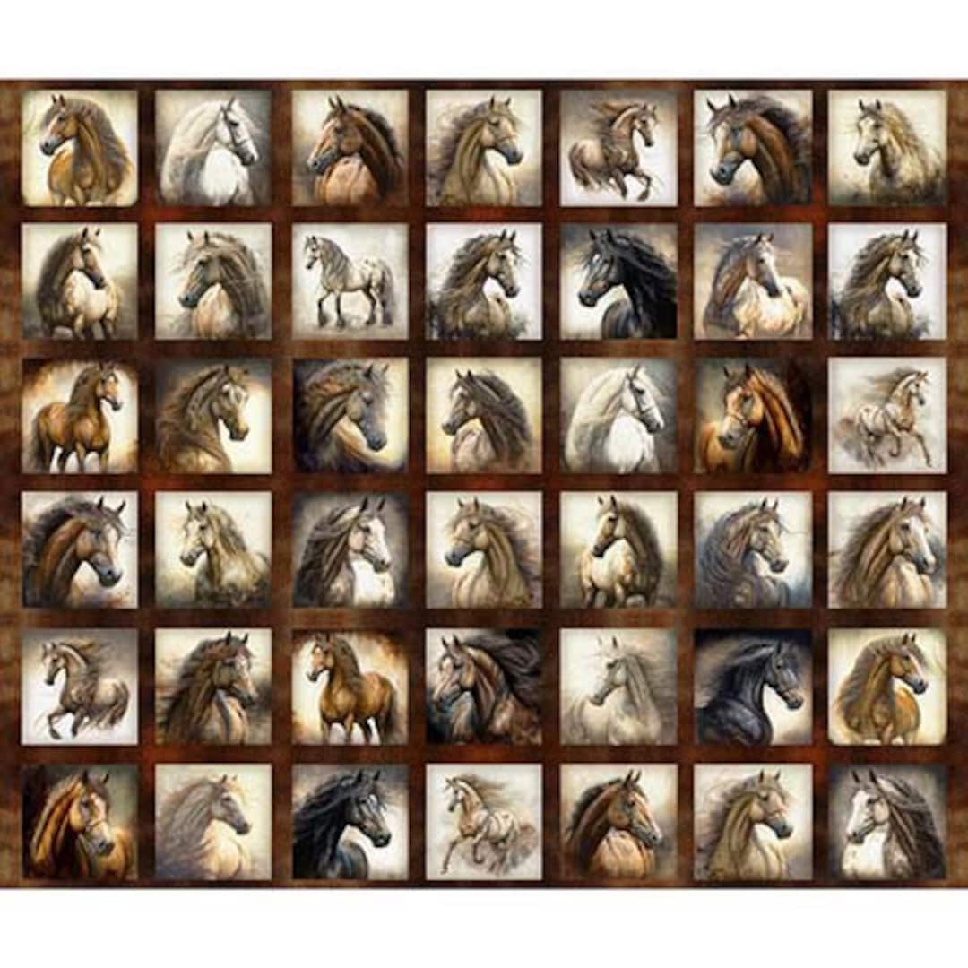 Stallion Song Horse Fabric Panel Small Horse Patches 36 Panel by QT ...
